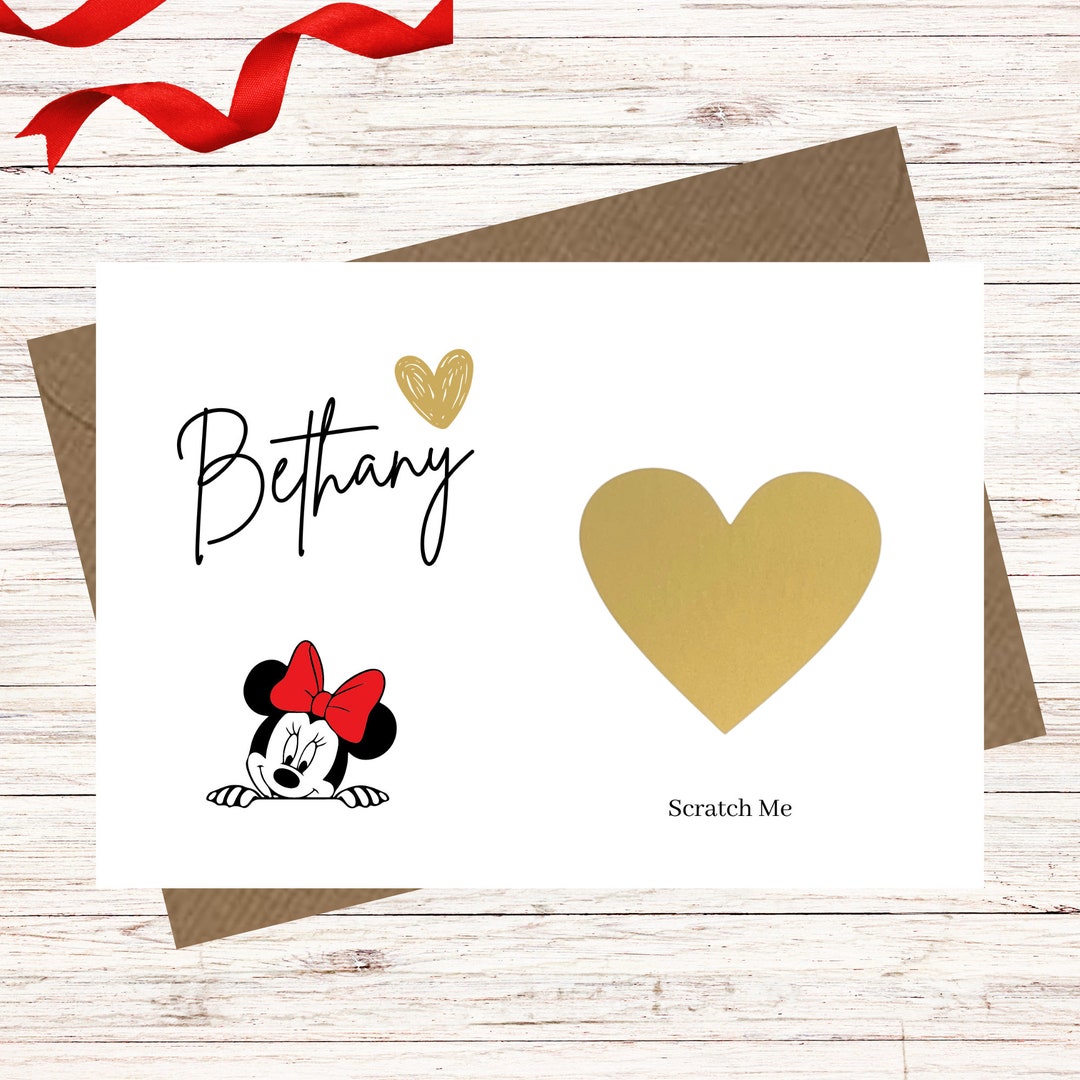 Mickey Mouse and Minnie Scratch Card, Reveal Surprise Birthday Card ...