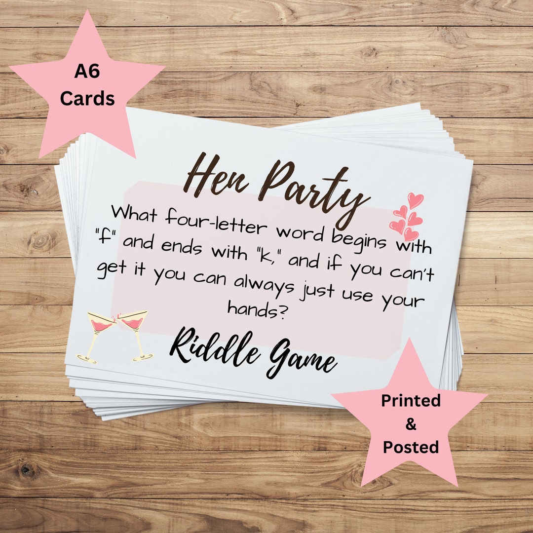 Hen Party Games Rude Riddles Dirty Rude Hen Games Bridal - Etsy
