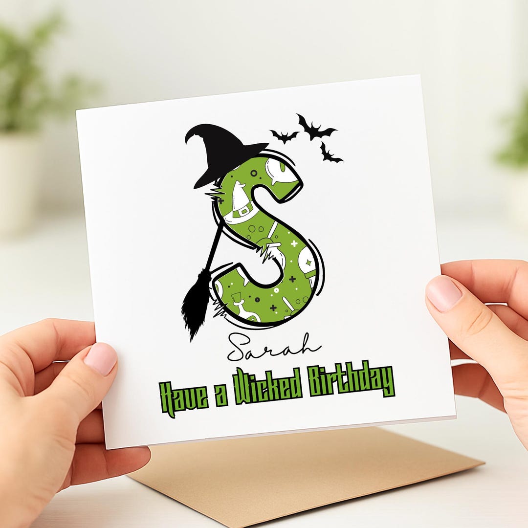 Personalised Wicked Movie Birthday Card | Kids Custom Name Card, Witch ...