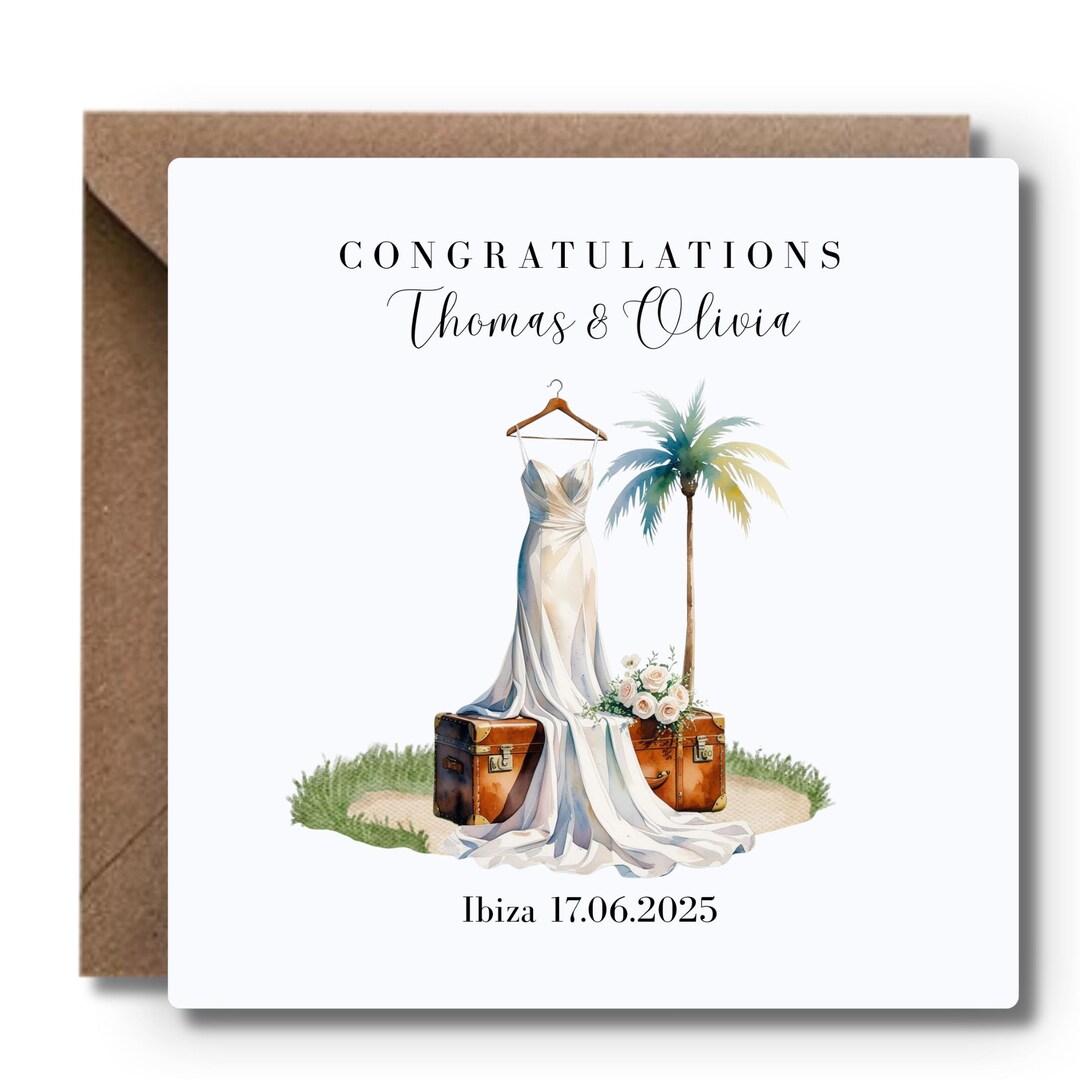 Personalized Destination Wedding Card: Custom Bride & Groom ...
