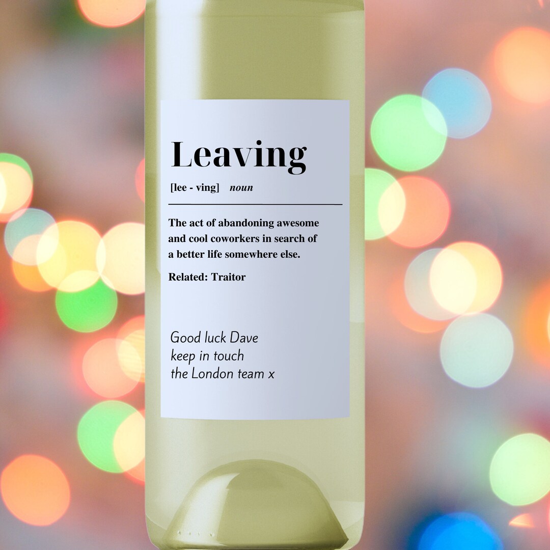 Personalised Wine Label, Work Leavers Gift, Farewell for Co Workers ...