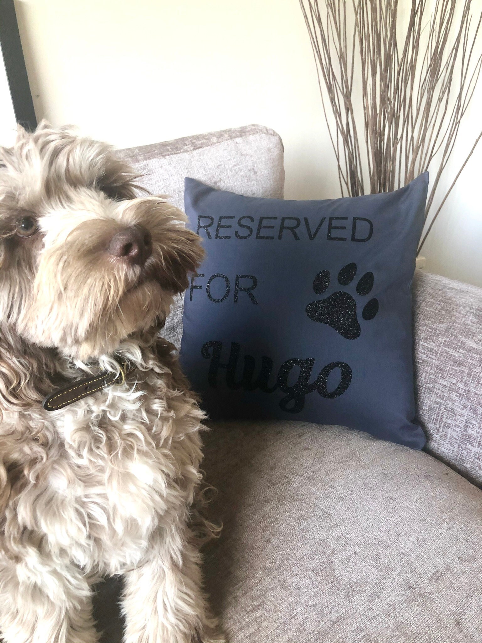 Dog personalised cotton cushion cover | Etsy