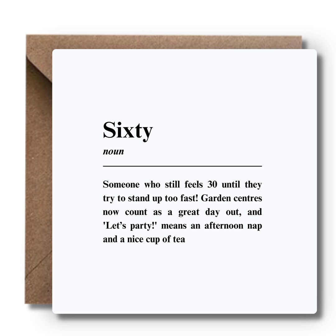 Funny 60th Birthday Card: Sixty Definition - Humorous Greeting - Etsy UK