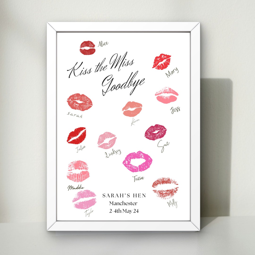 Kiss the Miss Goodbye, Hen Party Games, Hen Party Keepsake for the ...