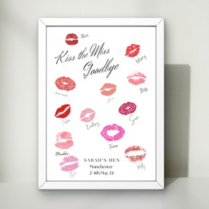 Kiss the Miss Goodbye, Hen Party Games, Hen Party Keepsake for the ...