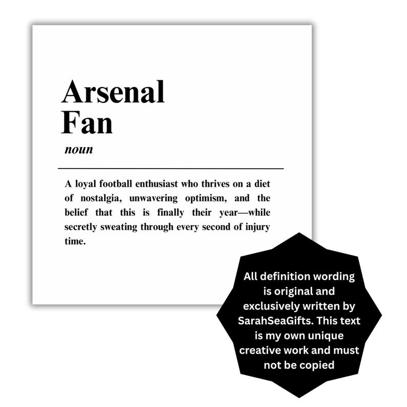 Arsenal Fan Definition Greeting Card: Funny Football Gift - Etsy UK