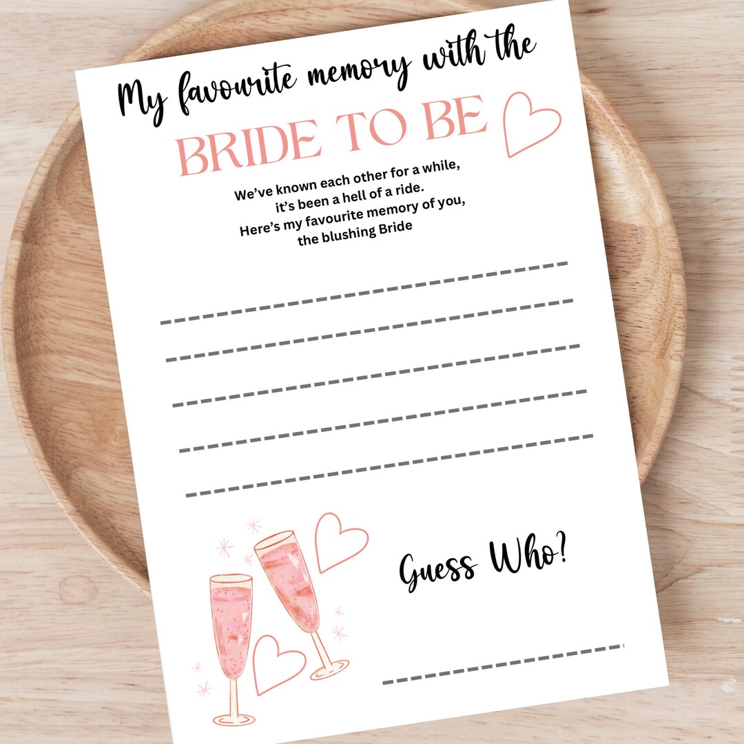 Memory With the Bride to Be Cards, Hen Party Games, Hen Party ...
