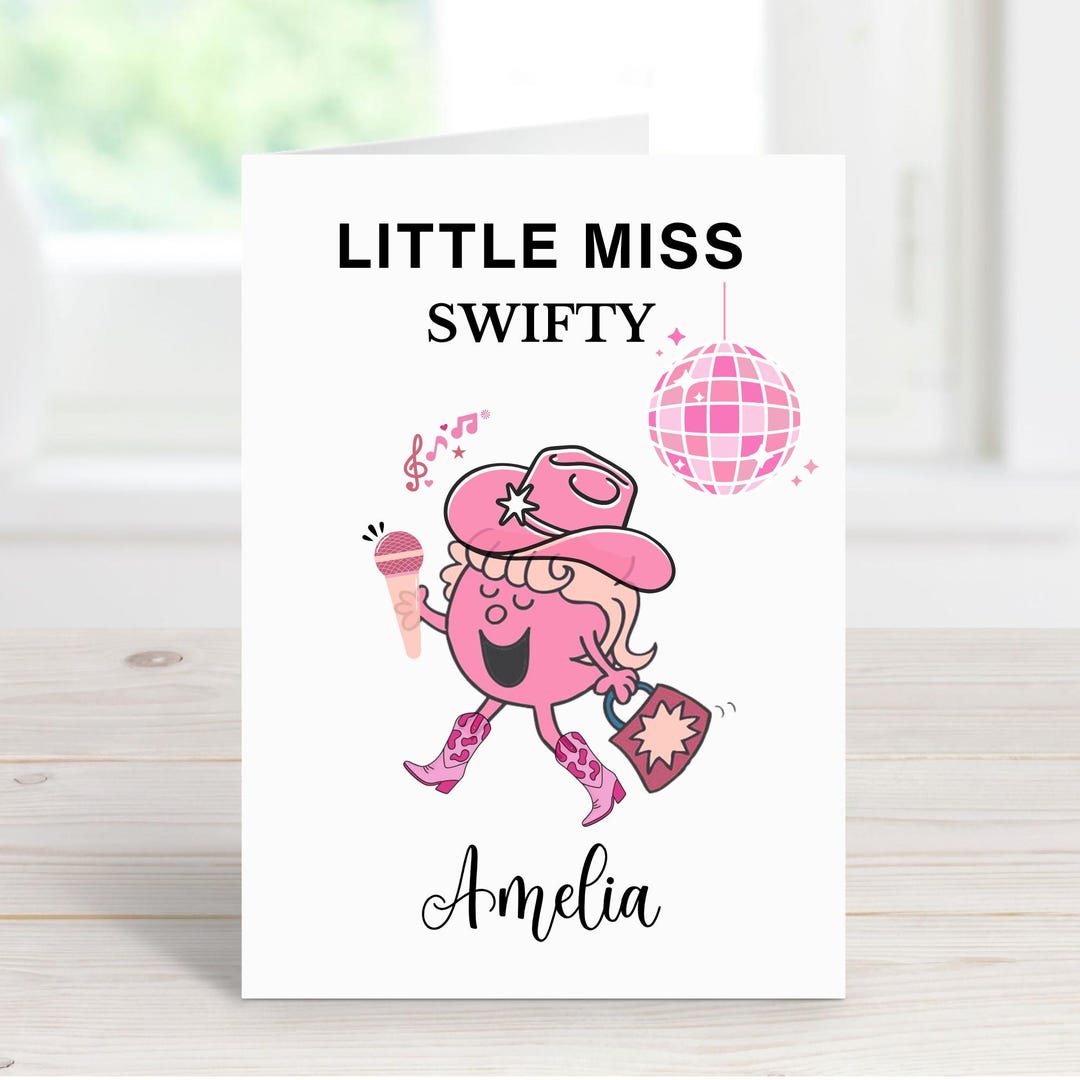 Little Miss Birthday Card, Little Miss Swifty, Personalised Greeting ...