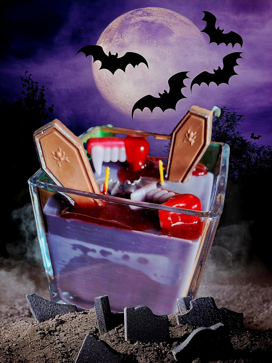 Vampire Graveyard Candle – Halloween Coffin & Fangs Scented Decor - Etsy