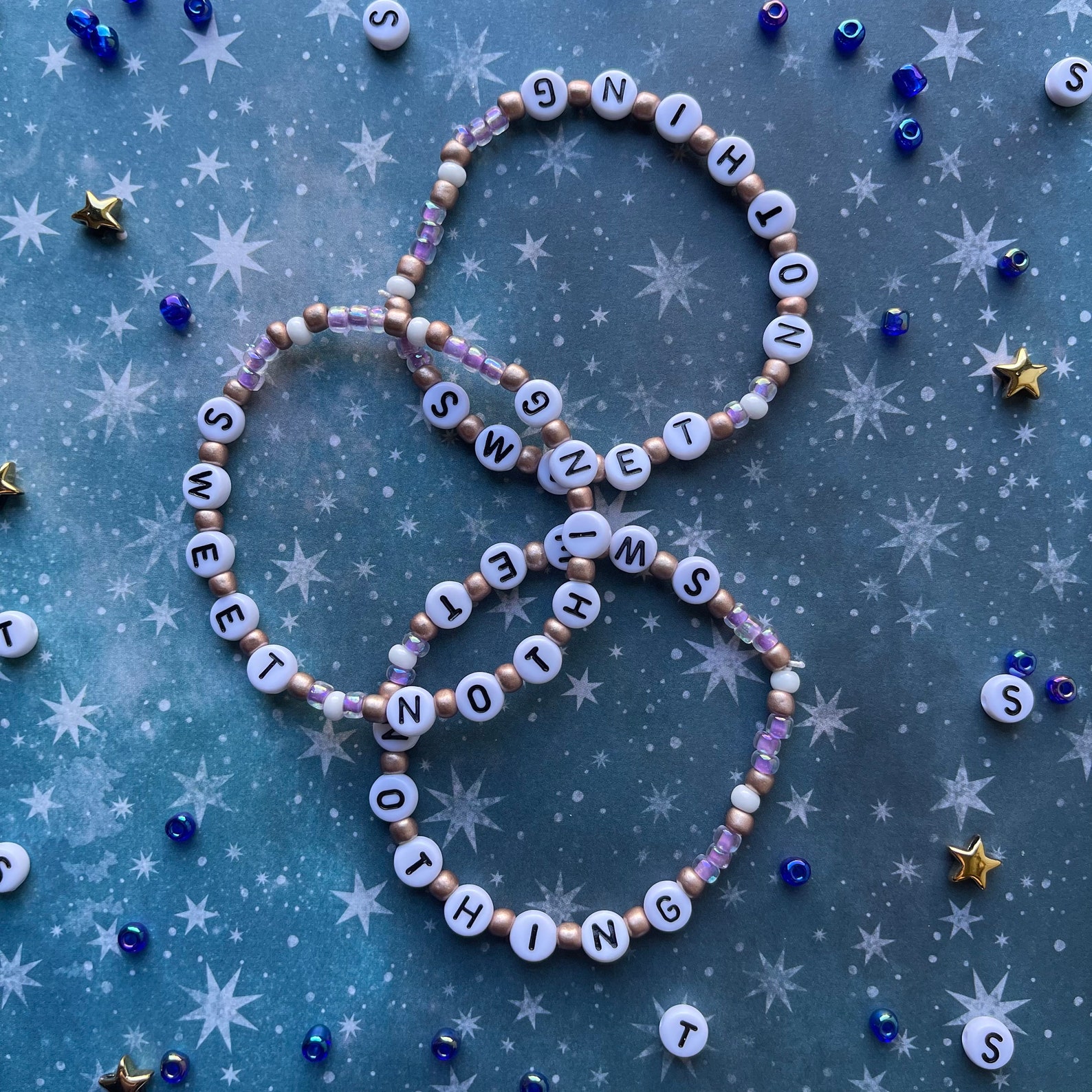 Midnight Letter Bead Bracelets - Etsy