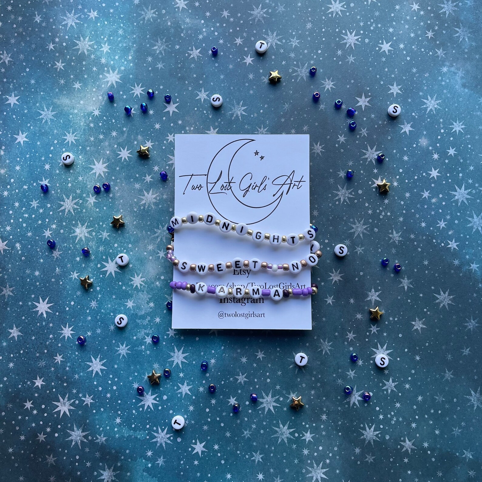 Midnight Letter Bead Bracelets - Etsy