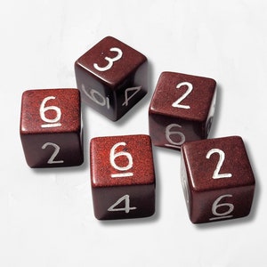 Custom Numbers and Colours D6 Dice DND Boardgame Glitter Shimmer ...