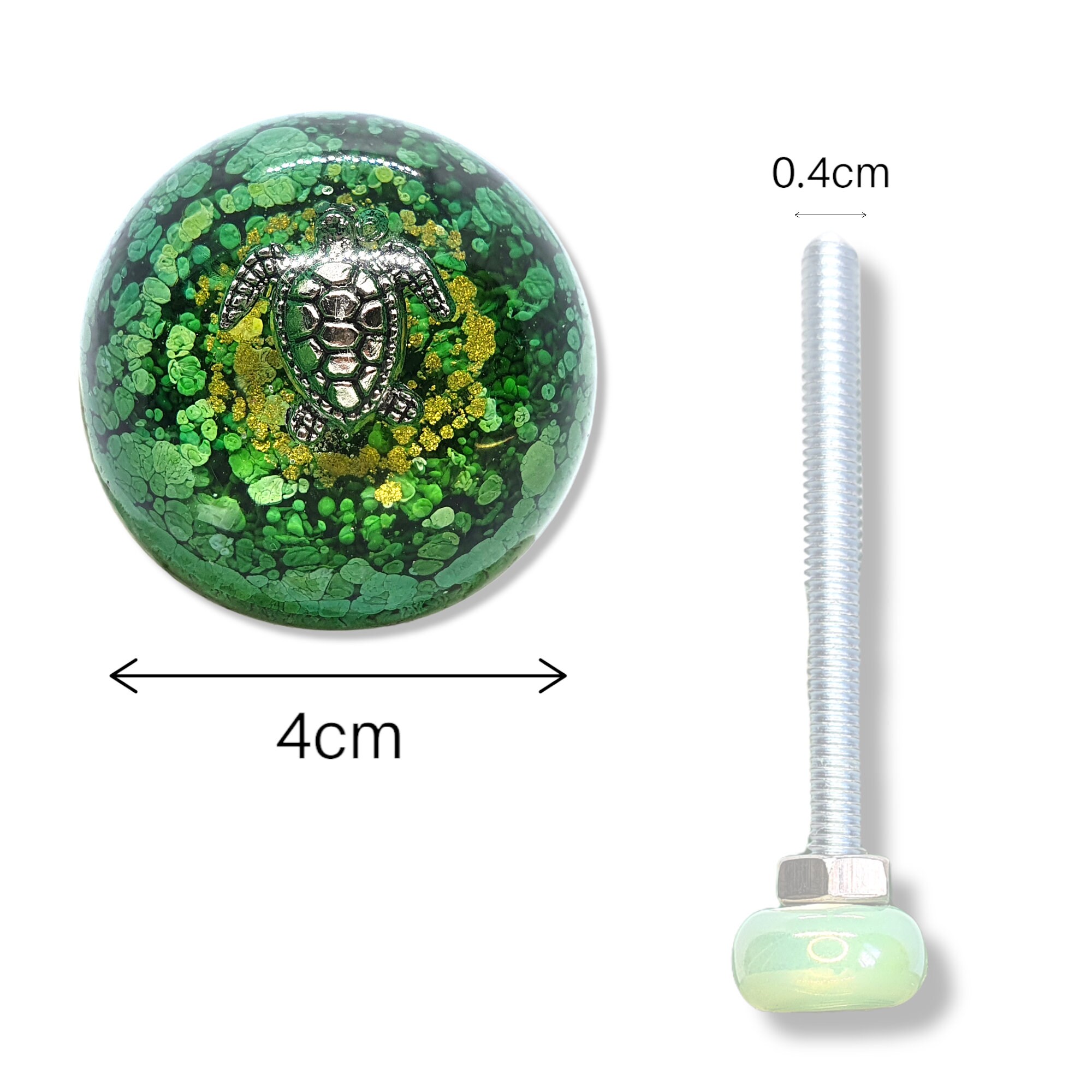 Turtle Cabinet Handles Knobs Green Gold Yellow Coloured Base Home Decor ...