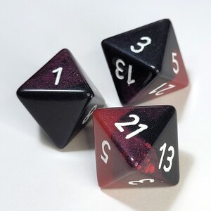 Custom Numbers and Colours D8 Dice DND Boardgame Glitter Shimmer ...