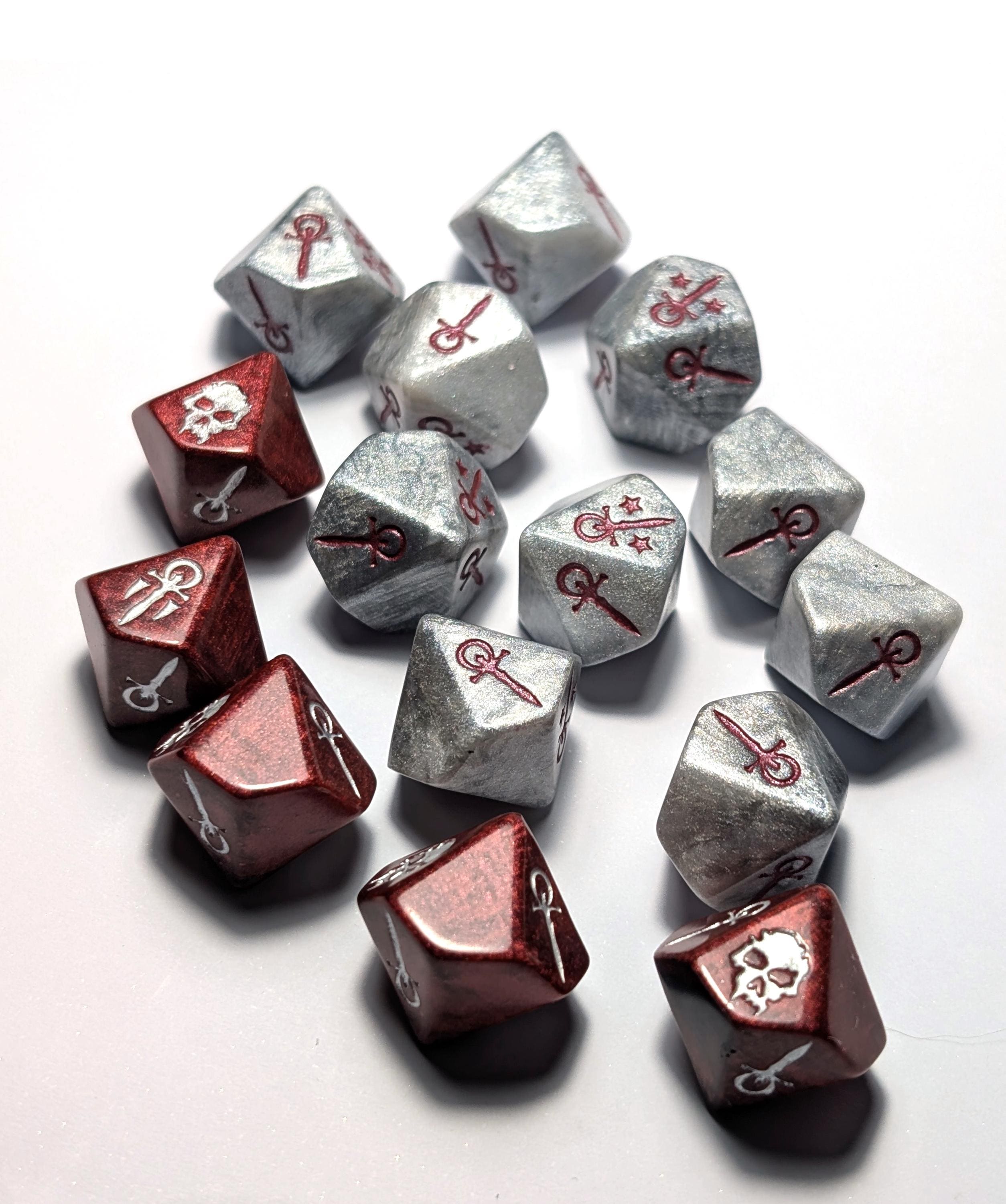15 Marble and Burgundy Vampire the Masquerade Dice Set D10s VTM Pearl ...
