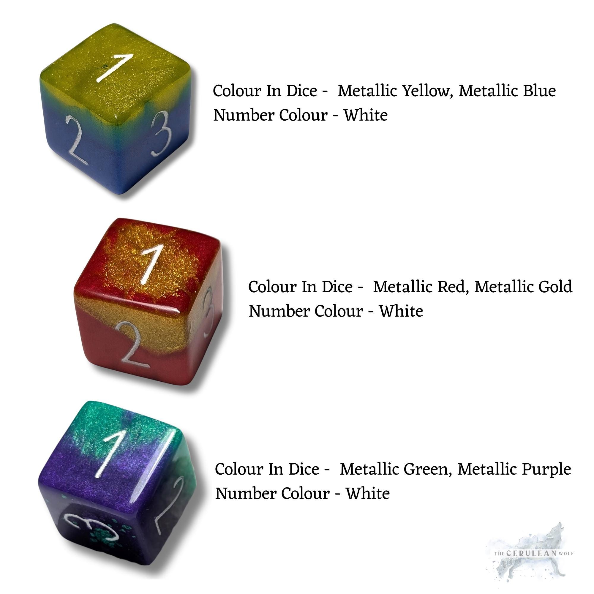 Custom Numbers and Colours D6 Dice DND Boardgame Glitter Shimmer ...
