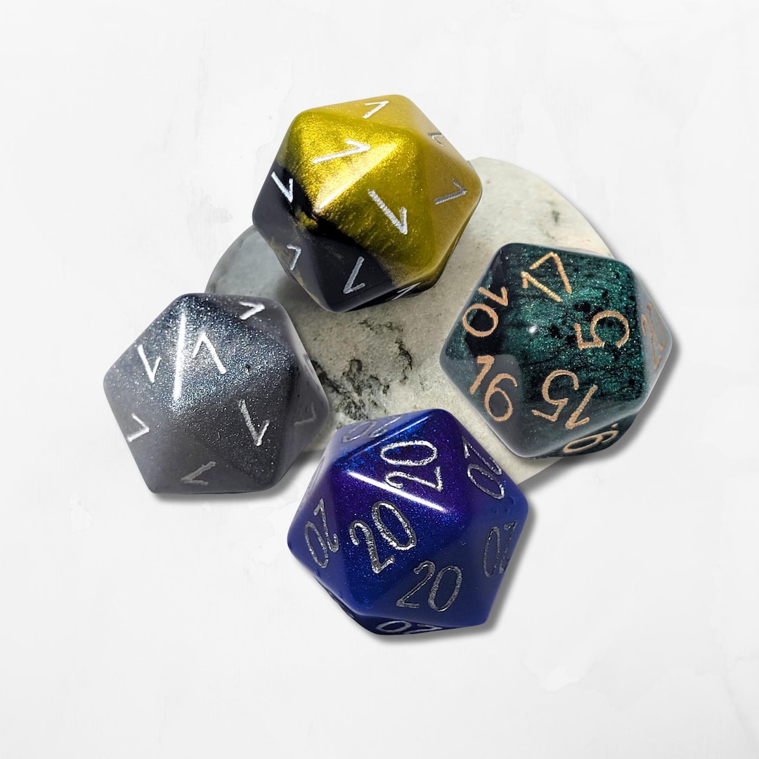 Custom Numbers and Colours D20 Dice DND Boardgame Glitter Shimmer ...