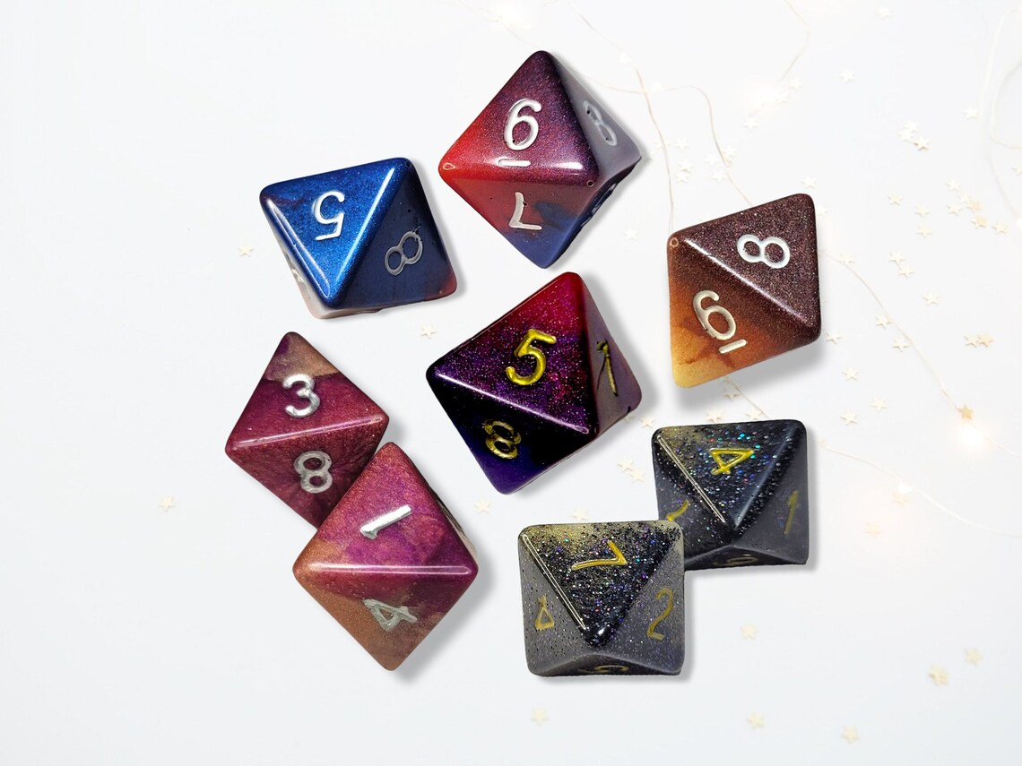 Customisable D8 Dice DND Boardgame Glitter Shimmer Sparkle RPG - Etsy