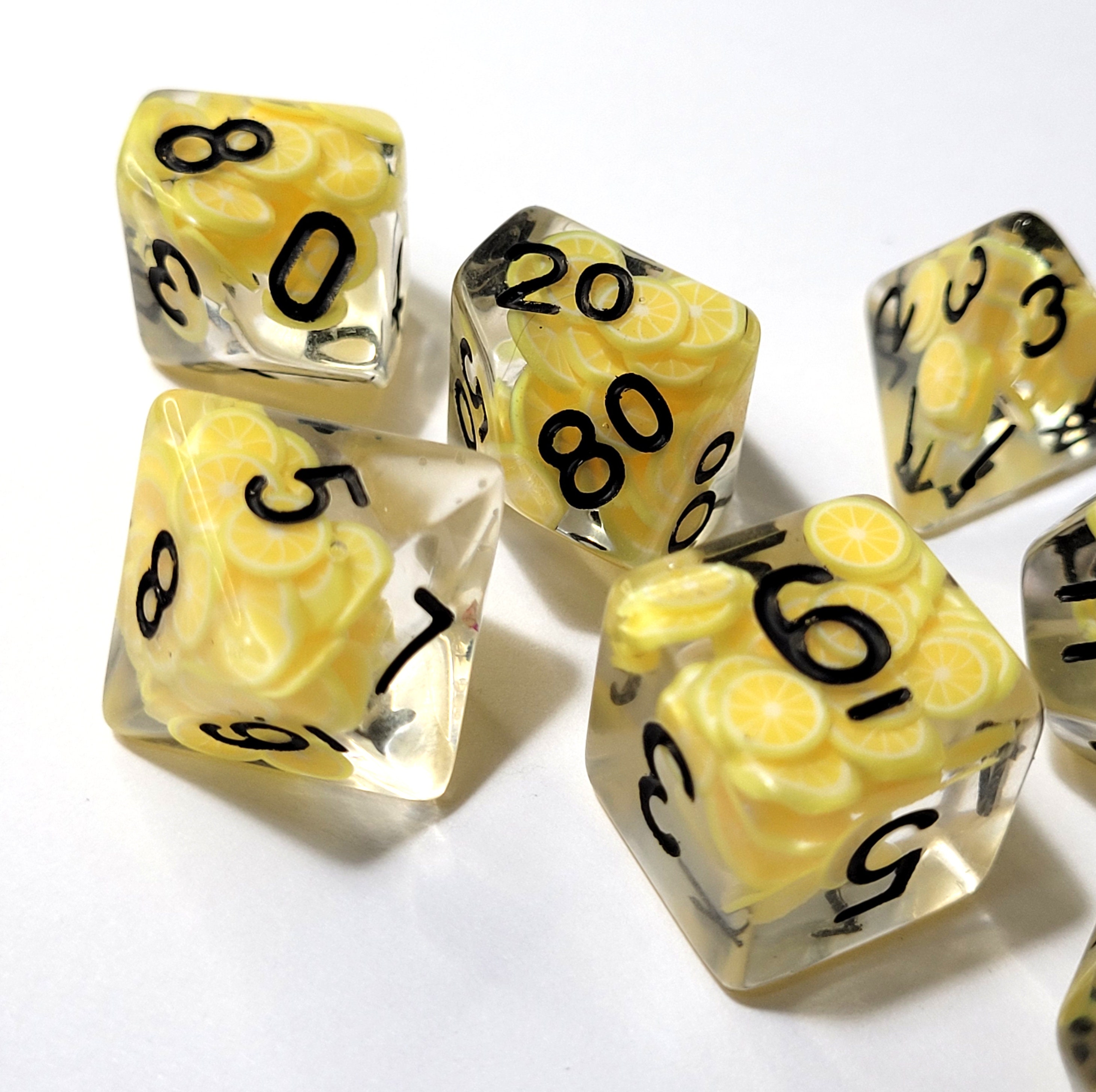 7 Lemon DND Dice Dungeons and Dragons RPG Tabletop Board Games Black ...