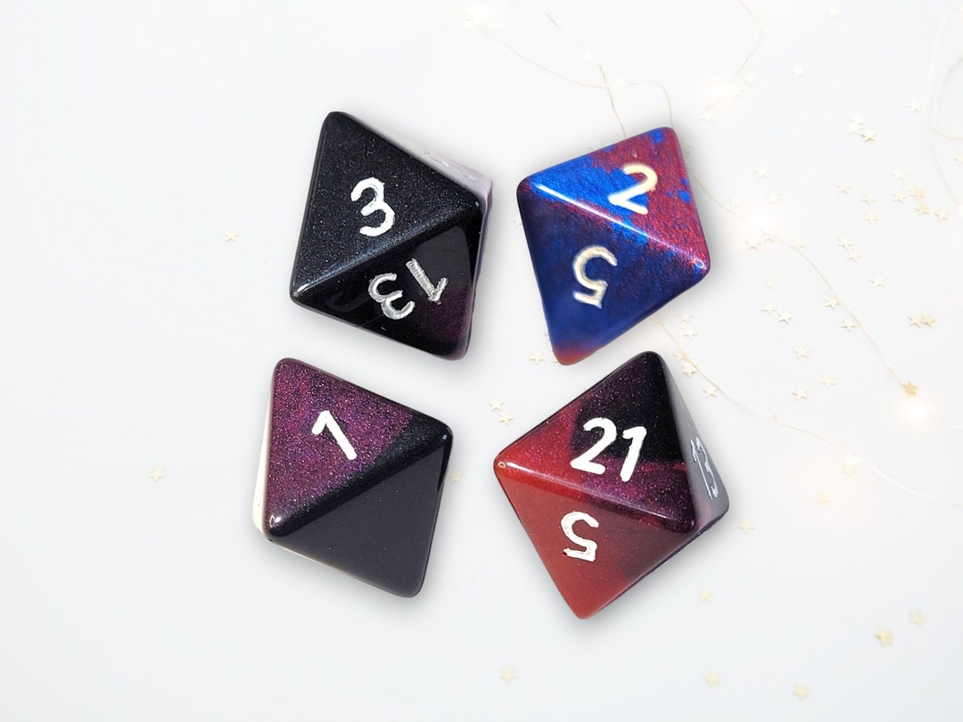 Custom Numbers and Colours D8 Dice DND Boardgame Glitter Shimmer ...