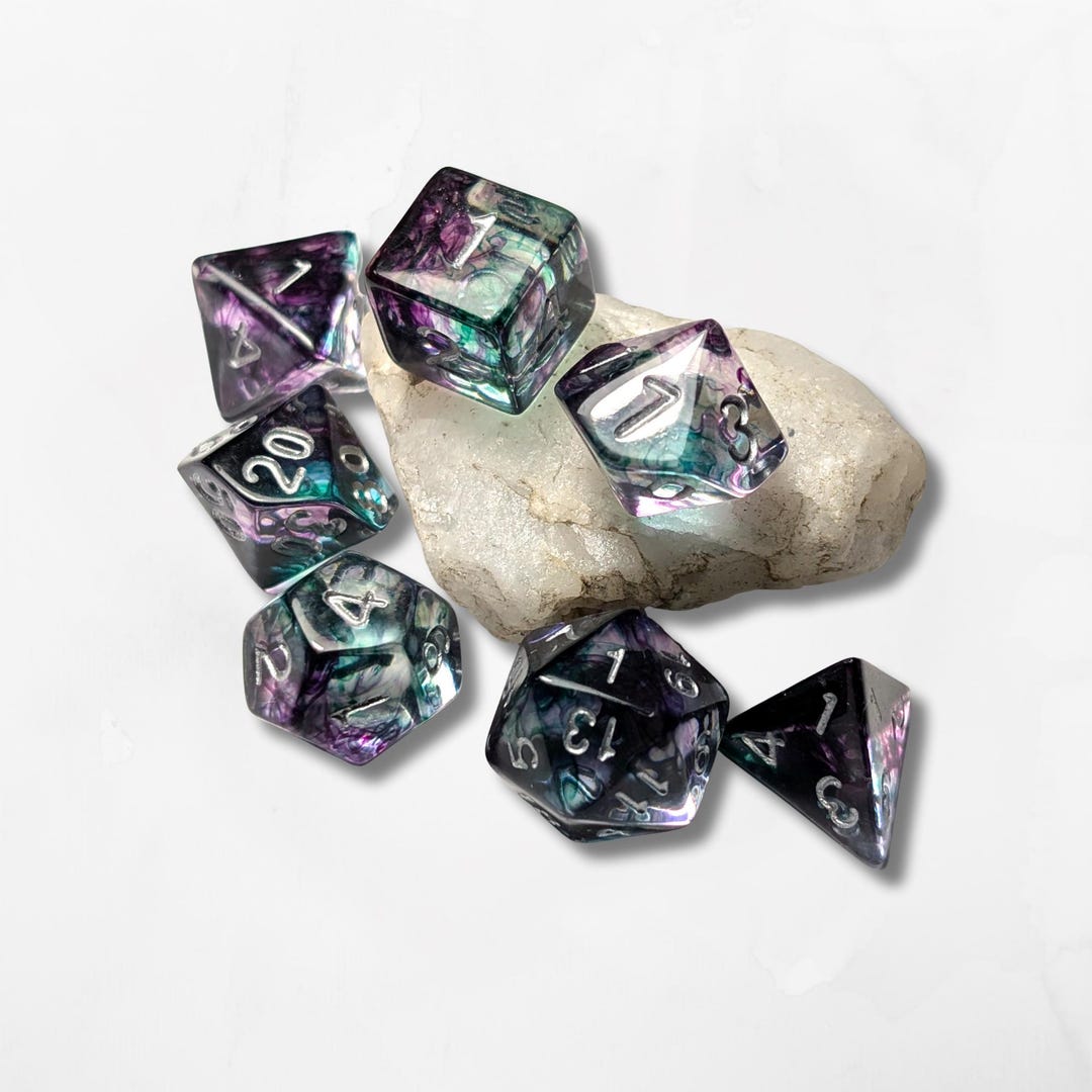 7 Customisable Misty DND Dice Set Dungeons and Dragons Boardgames ...