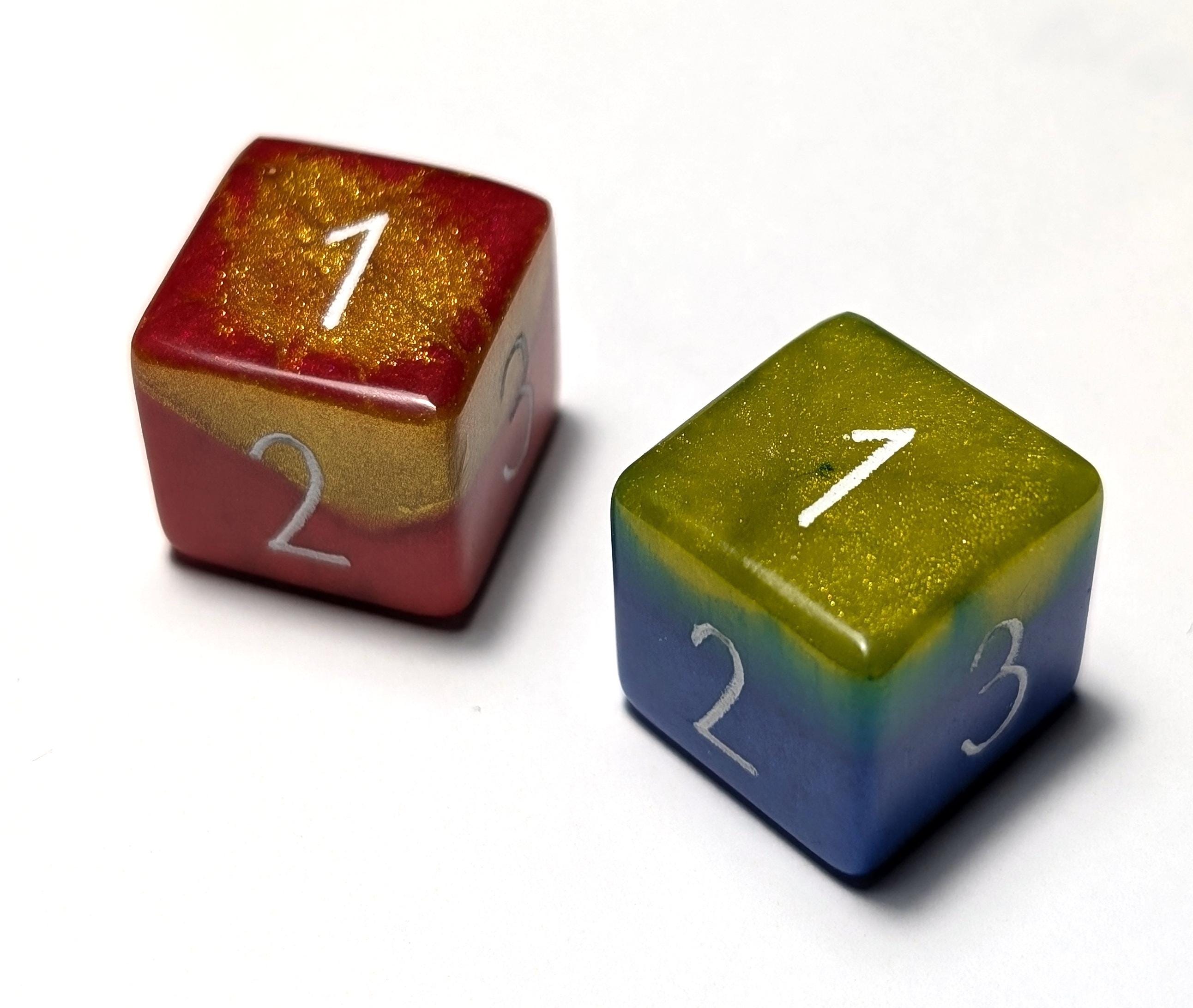 Custom Numbers and Colours D6 Dice DND Boardgame Glitter Shimmer ...