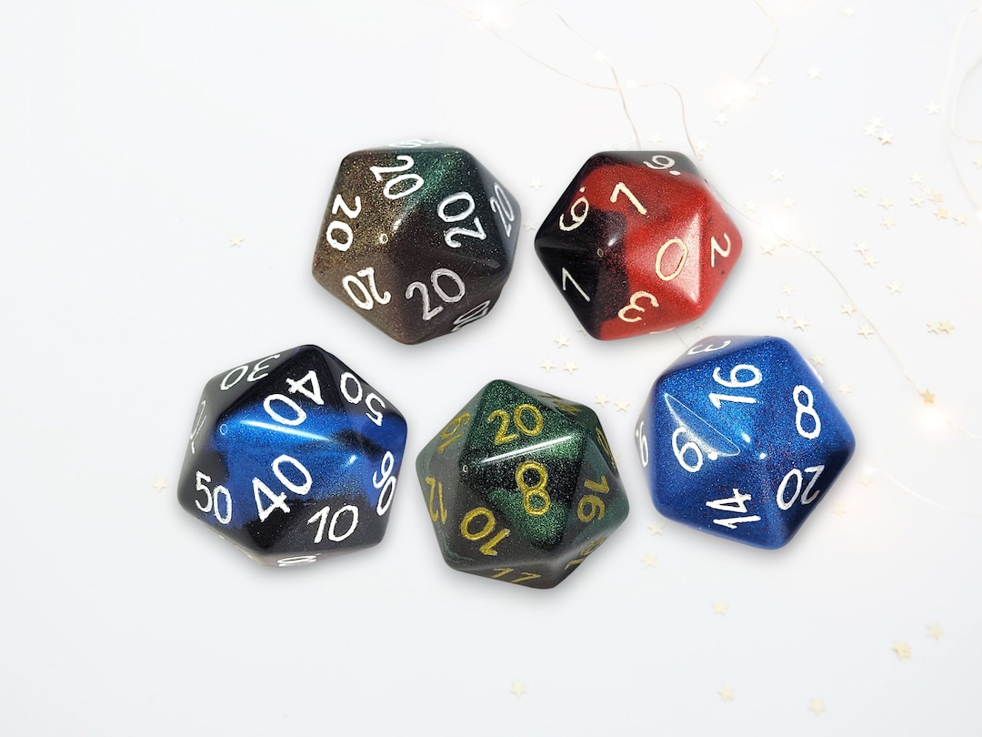 Custom Numbers and Colours D20 Dice DND Boardgame Glitter Shimmer ...