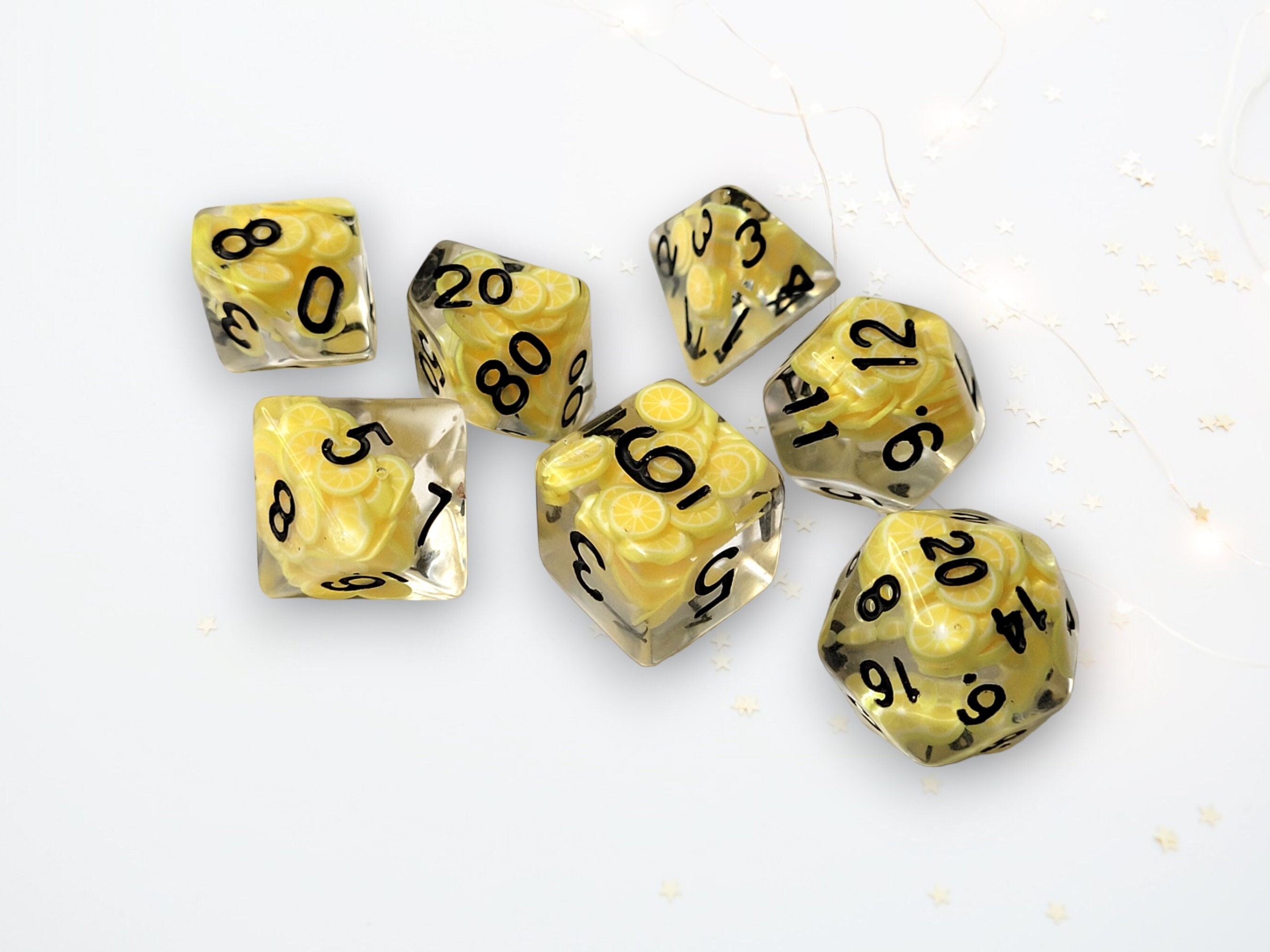 7 Lemon DND Dice Dungeons and Dragons RPG Tabletop Board Games Black ...