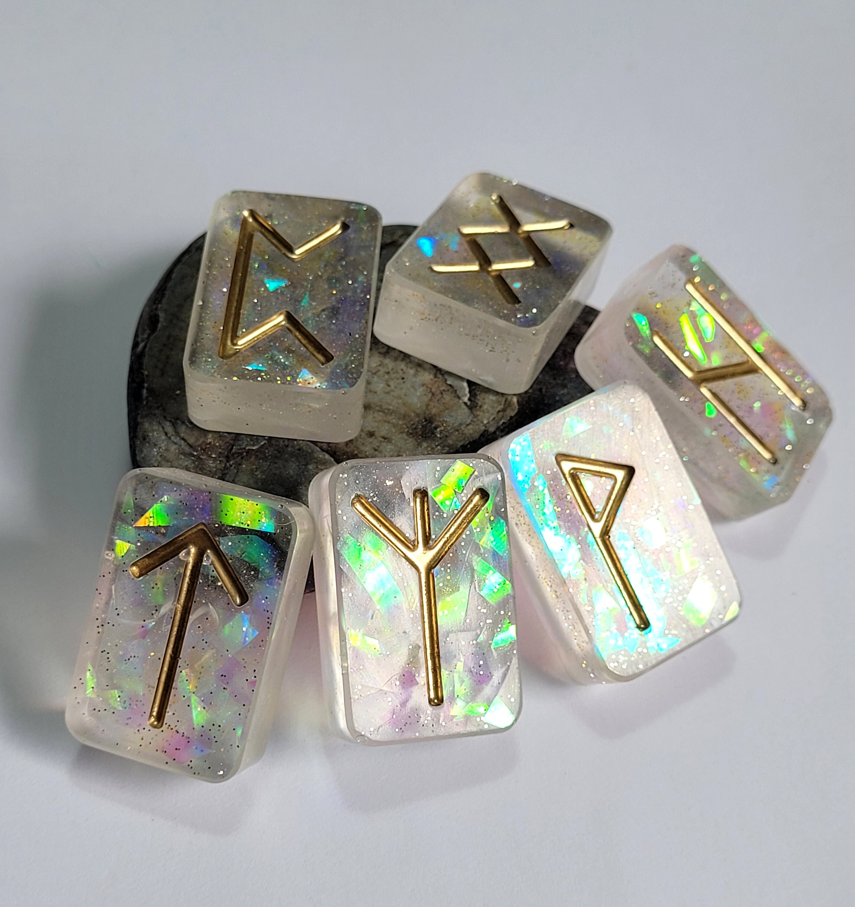 25 Elder Futhark Runes Holographic Gold Silver White Glitter - Etsy UK