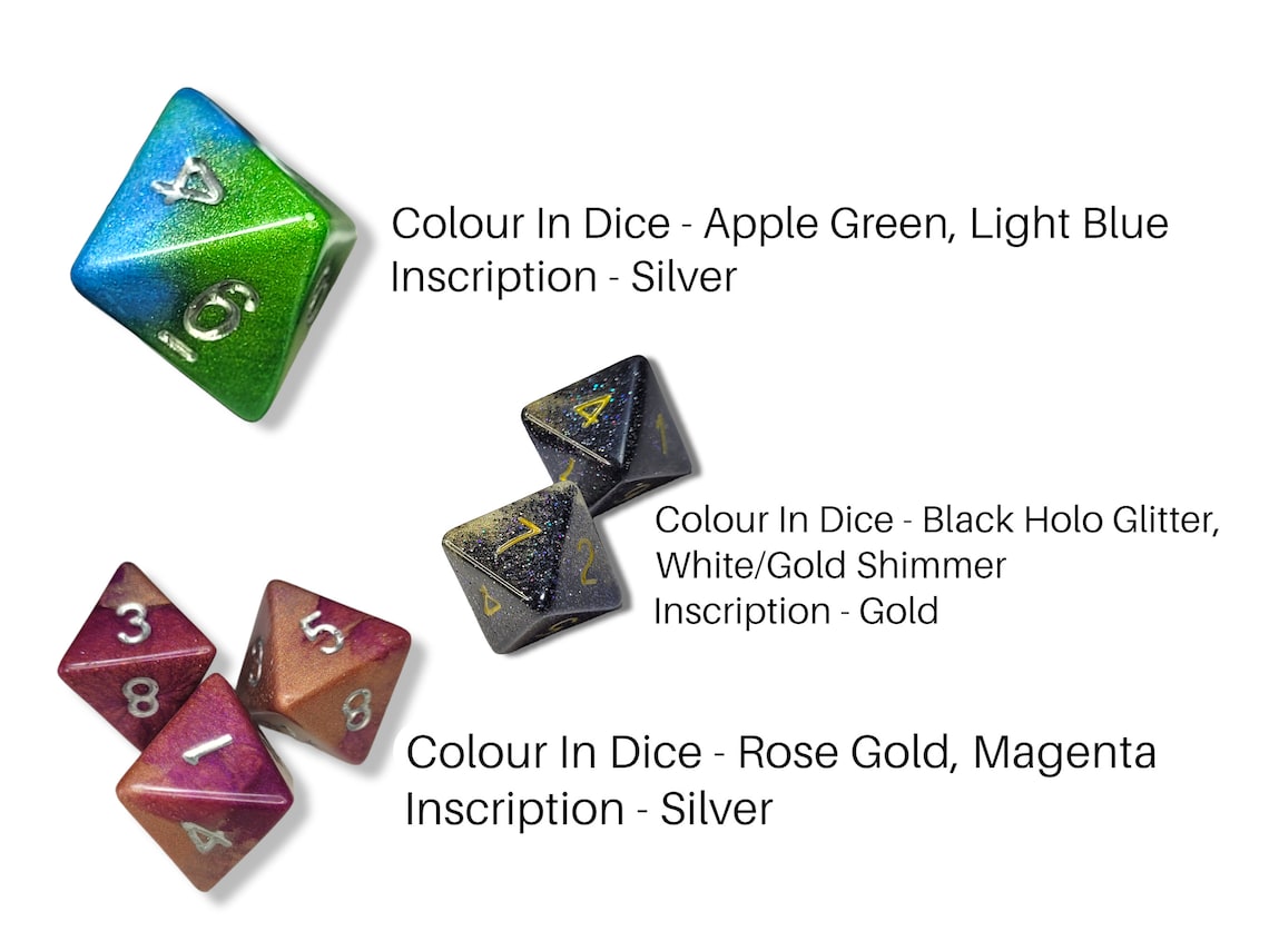 Customisable D8 Dice DND Boardgame Glitter Shimmer Sparkle RPG - Etsy