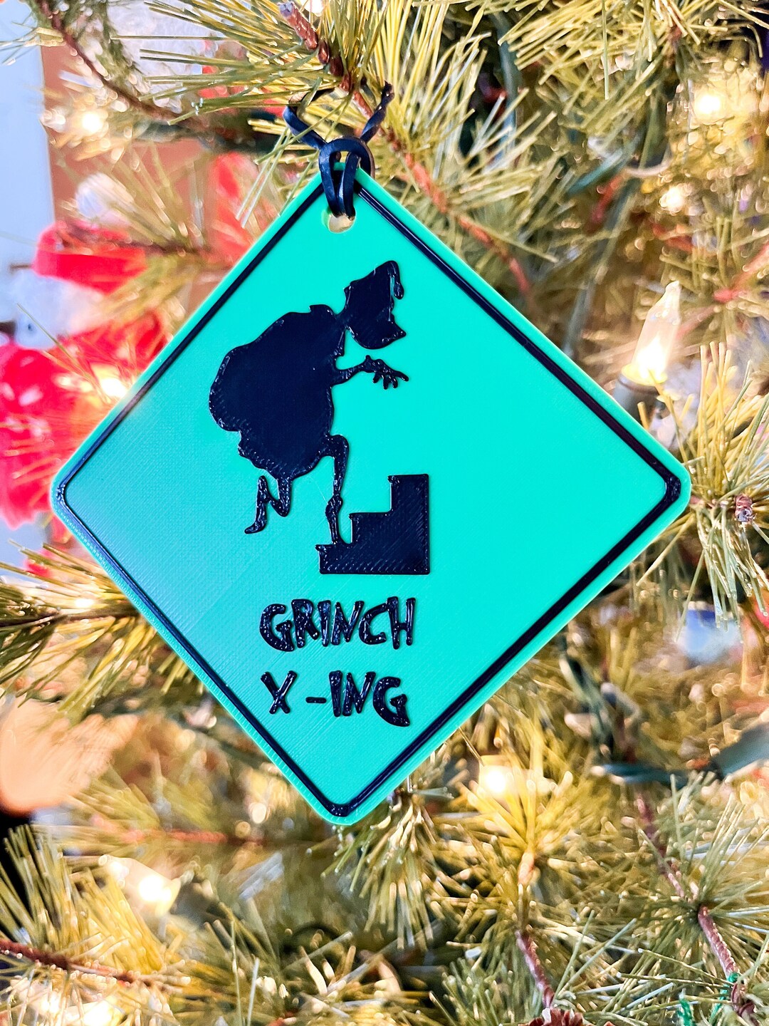 Grinch Crossing Caution Sign Christmas Ornament 3D Printed - Etsy