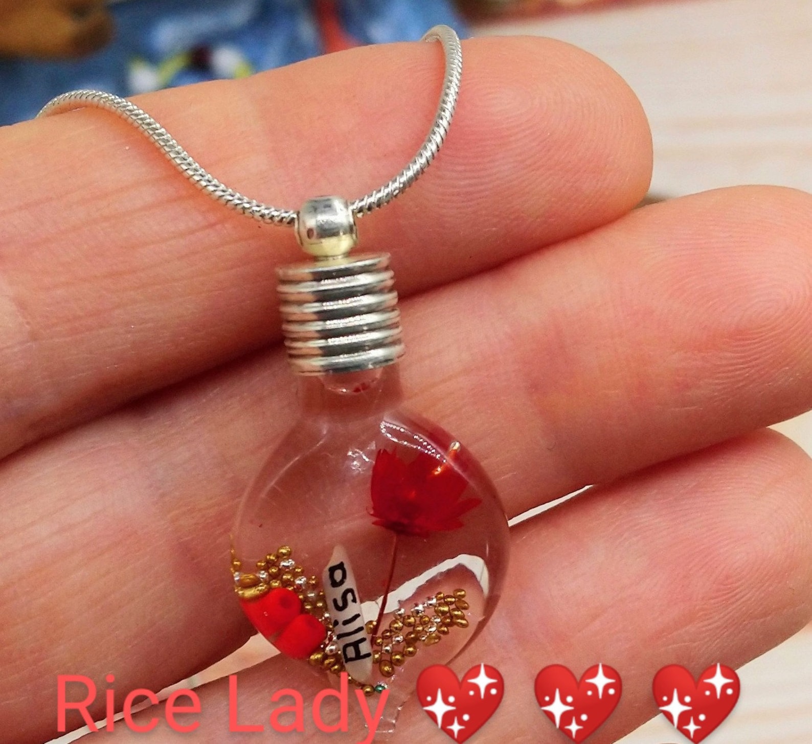 Rice Necklace Your Name Written On A Grain Of RicePersonal | Etsy