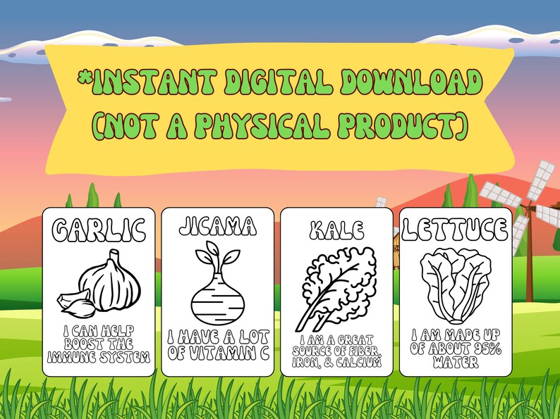 30 Educational Veggie Coloring Pages for Kids | 30 Printable Veggie ...