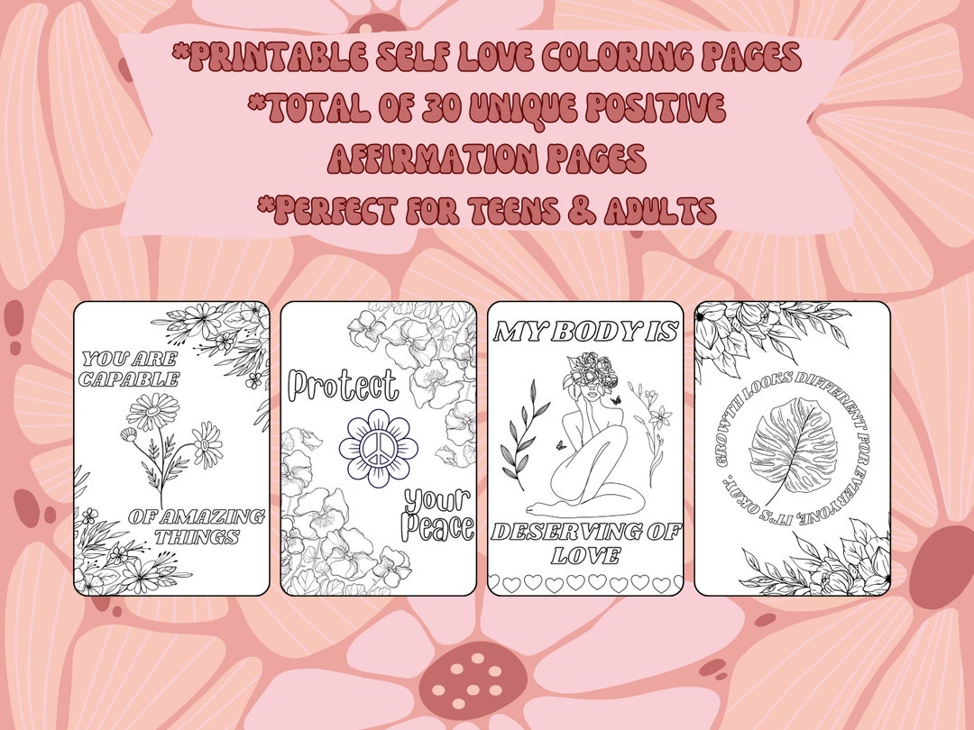 Printable Self Love Coloring Pages L Printable Positive Affirmation ...