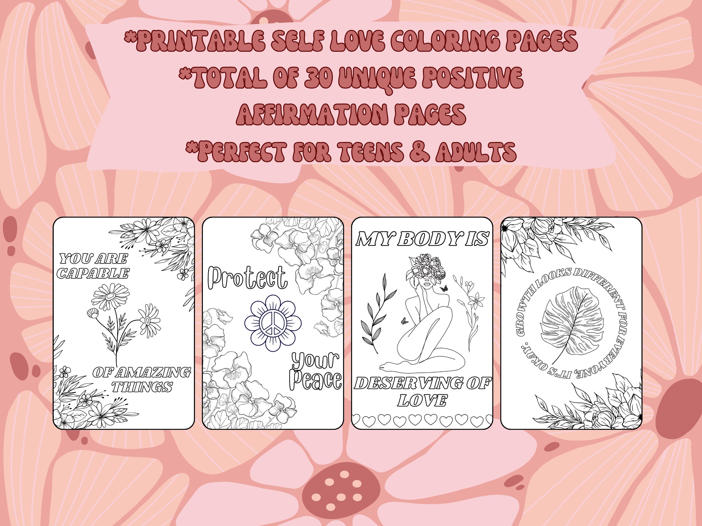 Printable Self Love Coloring Pages L Printable Positive Affirmation ...