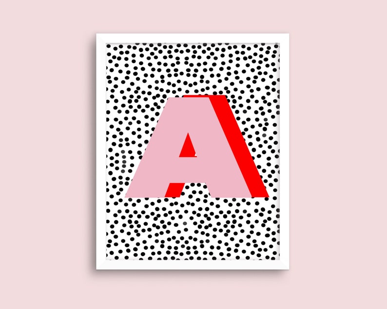 Initial Print Bold Letter Art Printable Spotted Dalmatian - Etsy UK