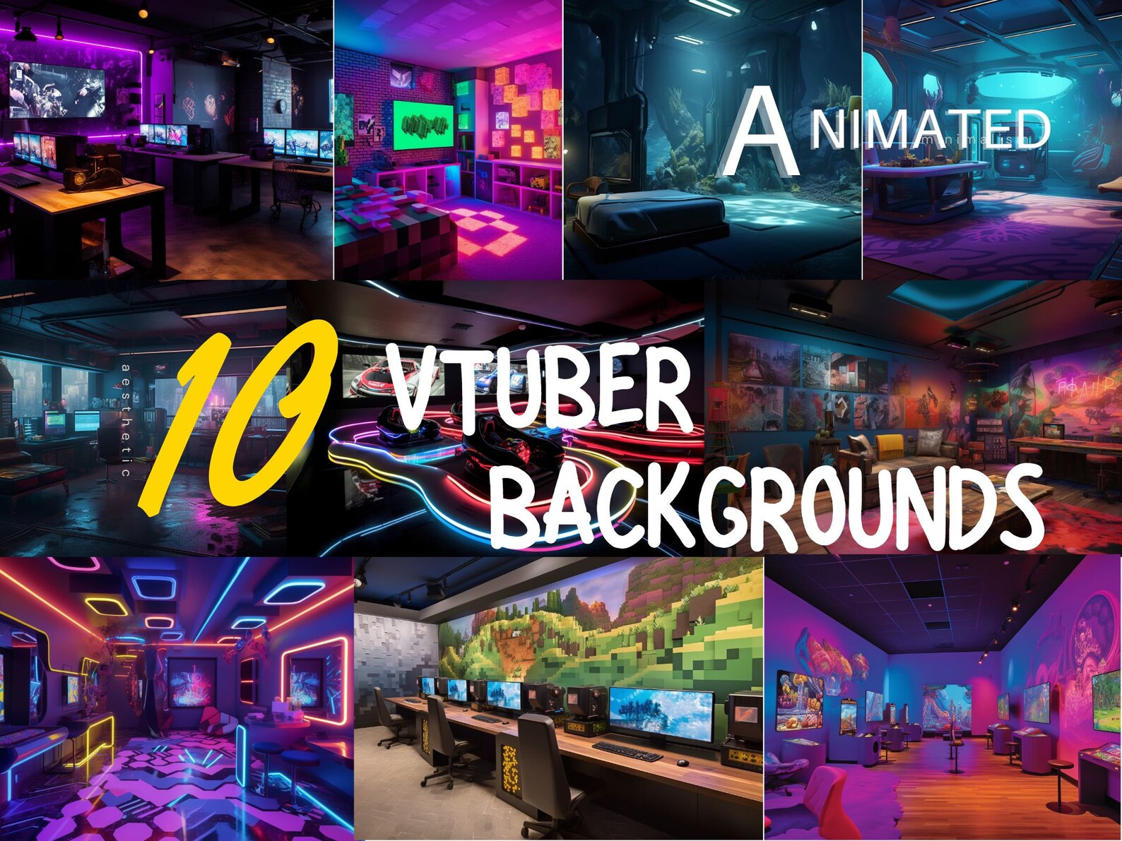 10 Animated Gaming Vtuber Backgrounds Vtuber Gaming Rooms - Etsy