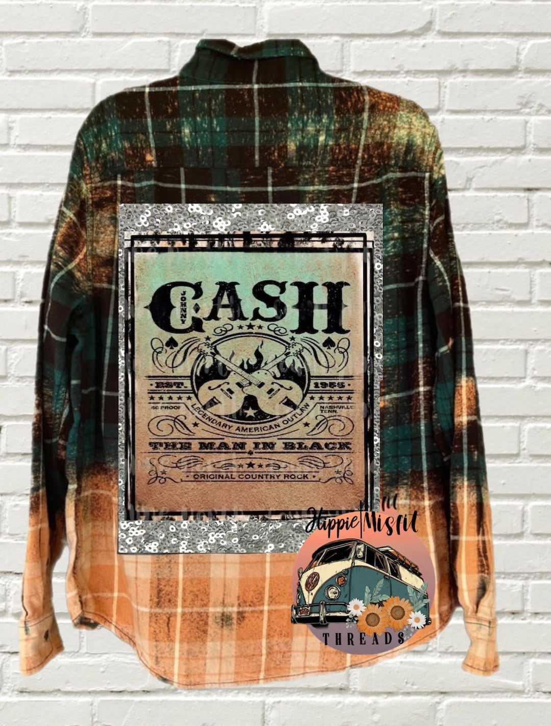 Bleached Distressed Flannel Shirt, Johnny Cash, Johnny Cash Flannel ...