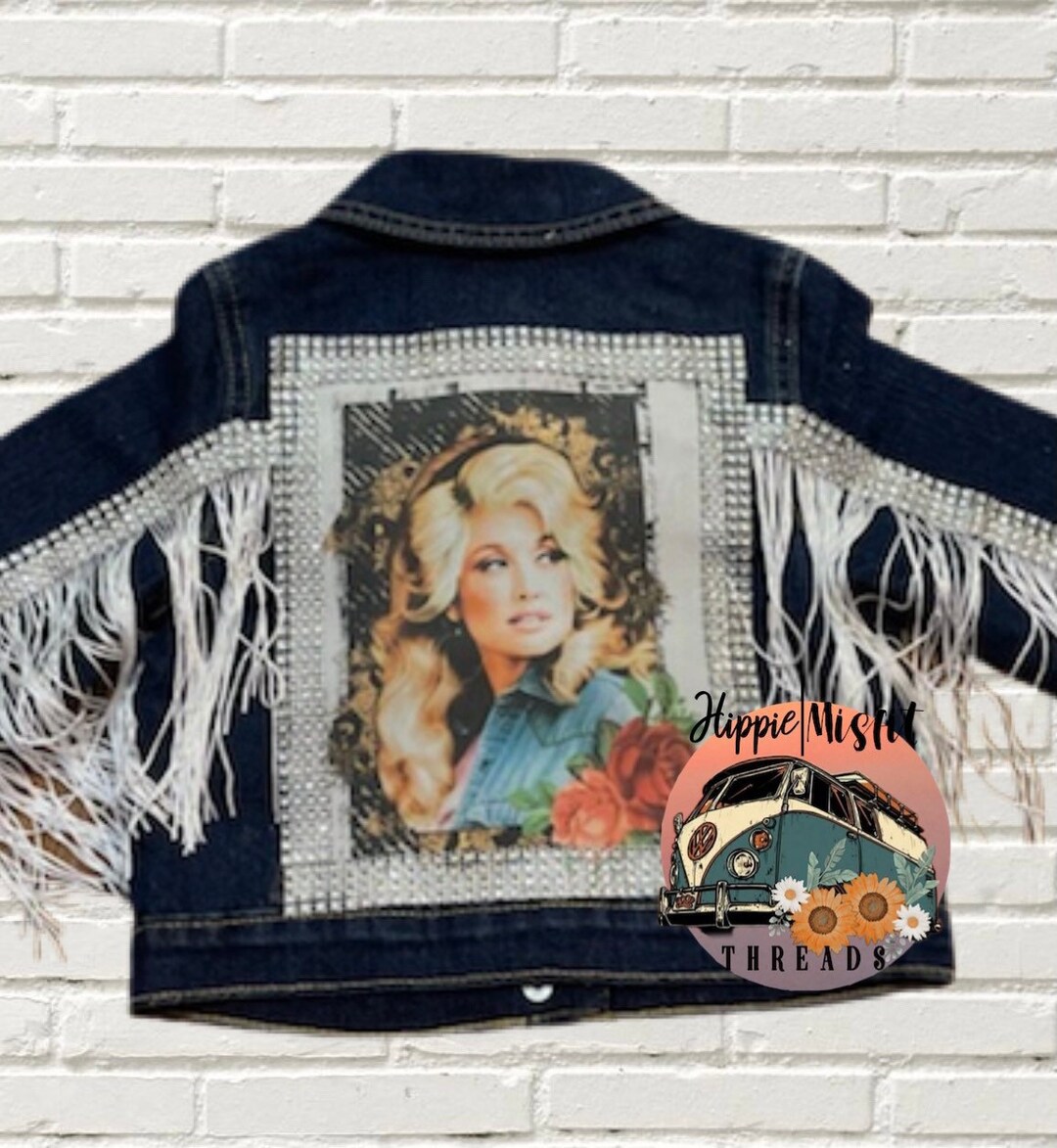 Custom Dolly Parton Denim Jacket, Rhinestone Fringe - Etsy