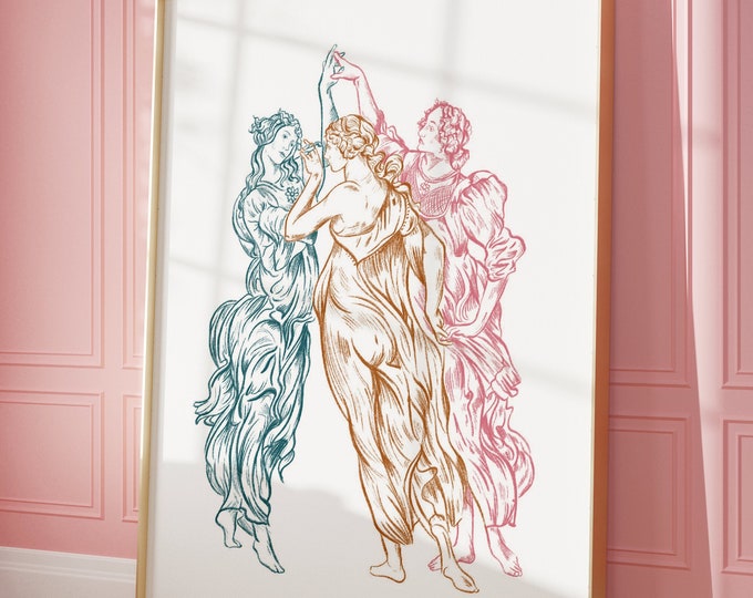 Three Graces Digital Download Poster - Greek Mythology Art - Printable ...