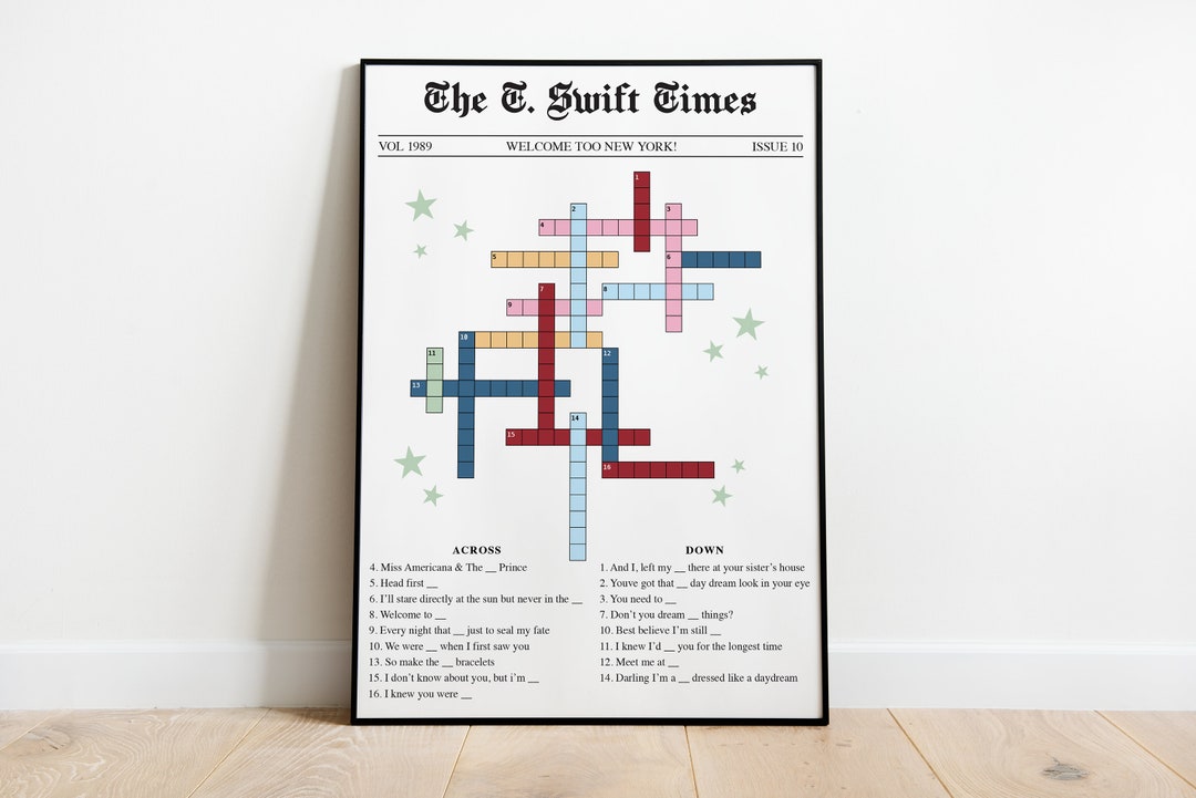 Taylor Swift Eras Tour Lyric Poster Crossword Digital - Etsy
