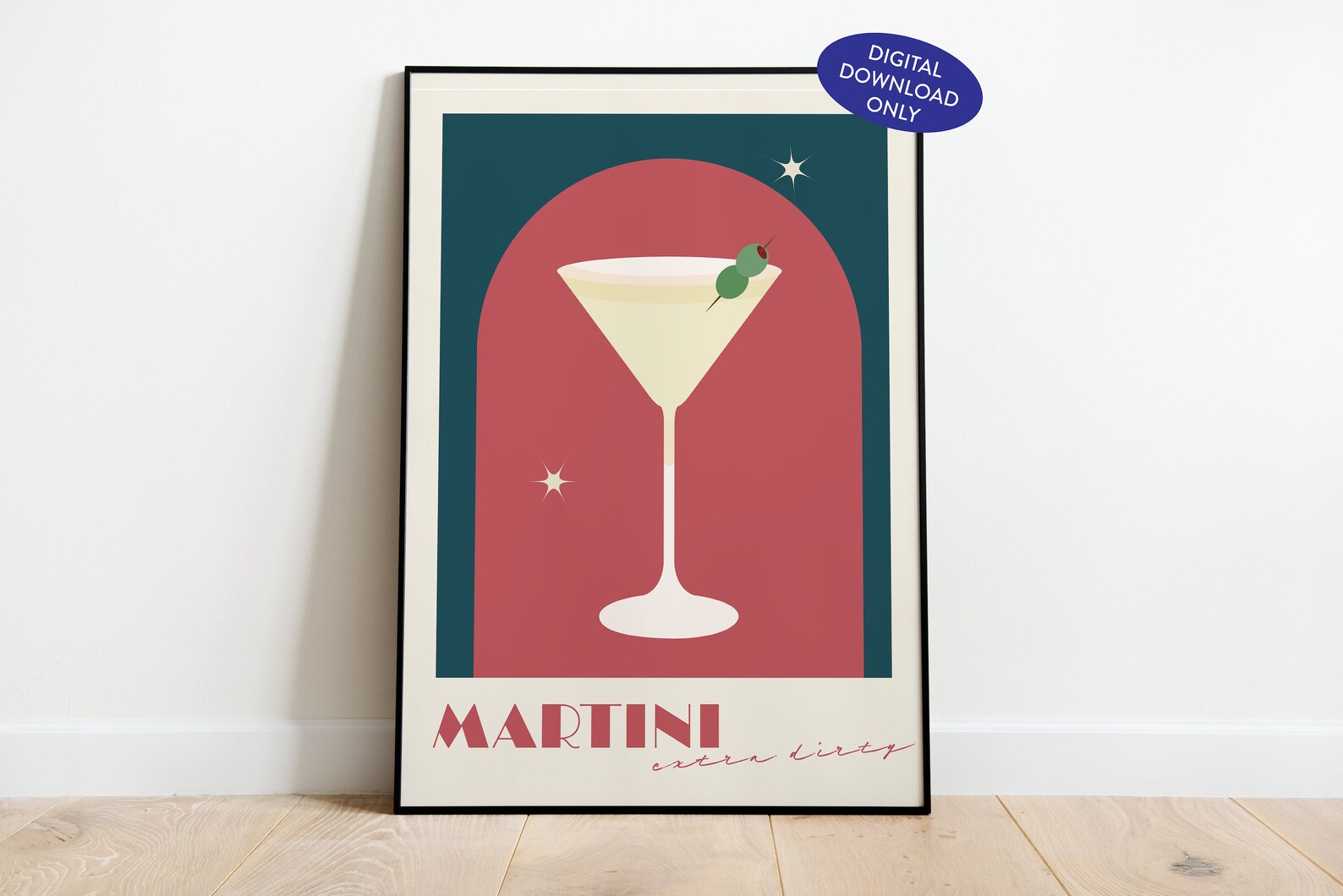 Vintage Retro Cocktail Martini Illustration Poster Digital Download ...