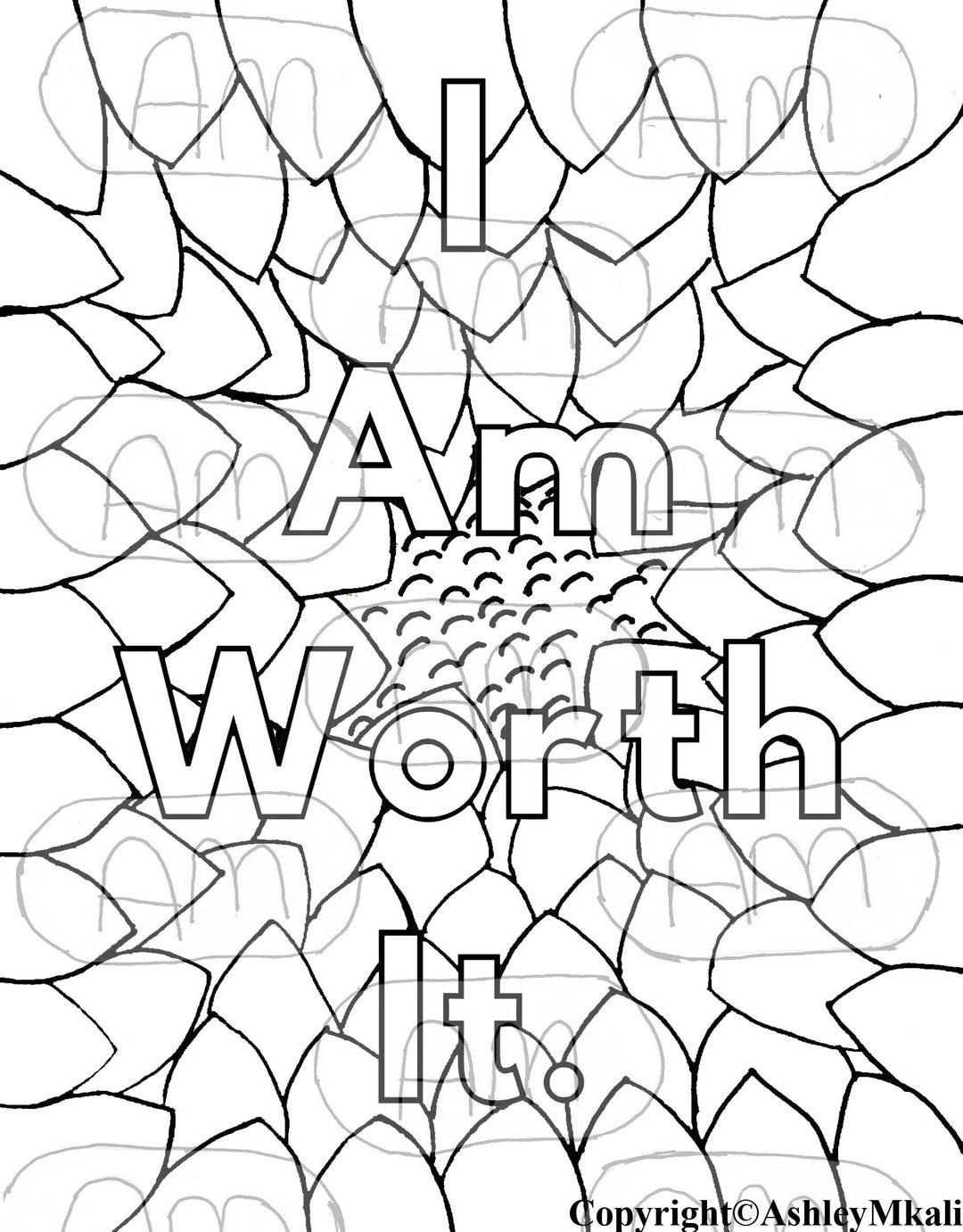 I Am Affirmation Coloring Page 5: I Am Worth It. - Etsy