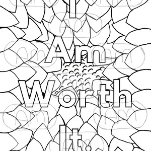 I Am Affirmation Coloring Page 5: I Am Worth It. - Etsy