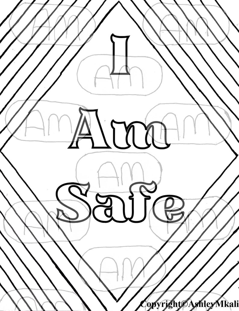 I Am Affirmation Coloring Page 4: I Am Safe. - Etsy