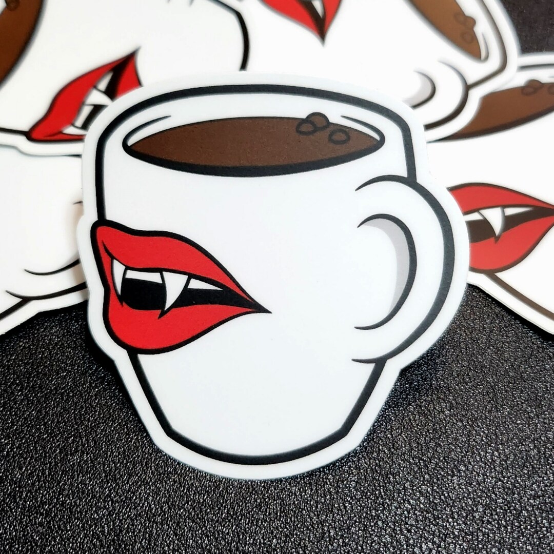 Vampire Coffee Mug Die Cut Sticker - Etsy
