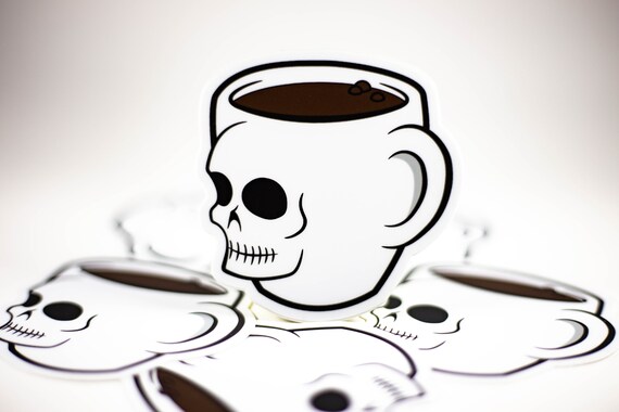 Skull Coffee Mug Die Cut Sticker | Etsy
