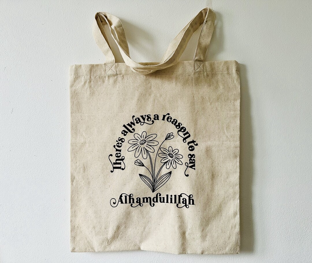 Muslim Canvas Tote Bag Islamic Tote Bag Alhamdulillah Quote Eco ...