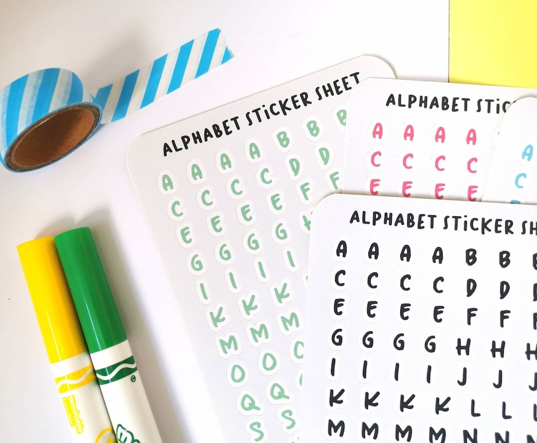 Alphabet Stickers, Alphabet Sticker Sheet, Journal Stickers - Etsy