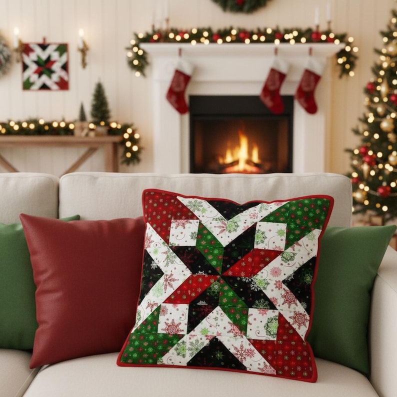 Shining Star Quilt Block Pattern: Holiday HST Quilt (PDF Download) - Etsy